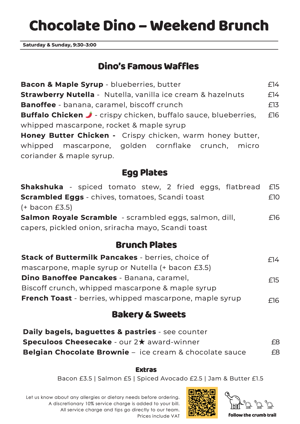 Weekend Brunch Menu – Chocolate Dino